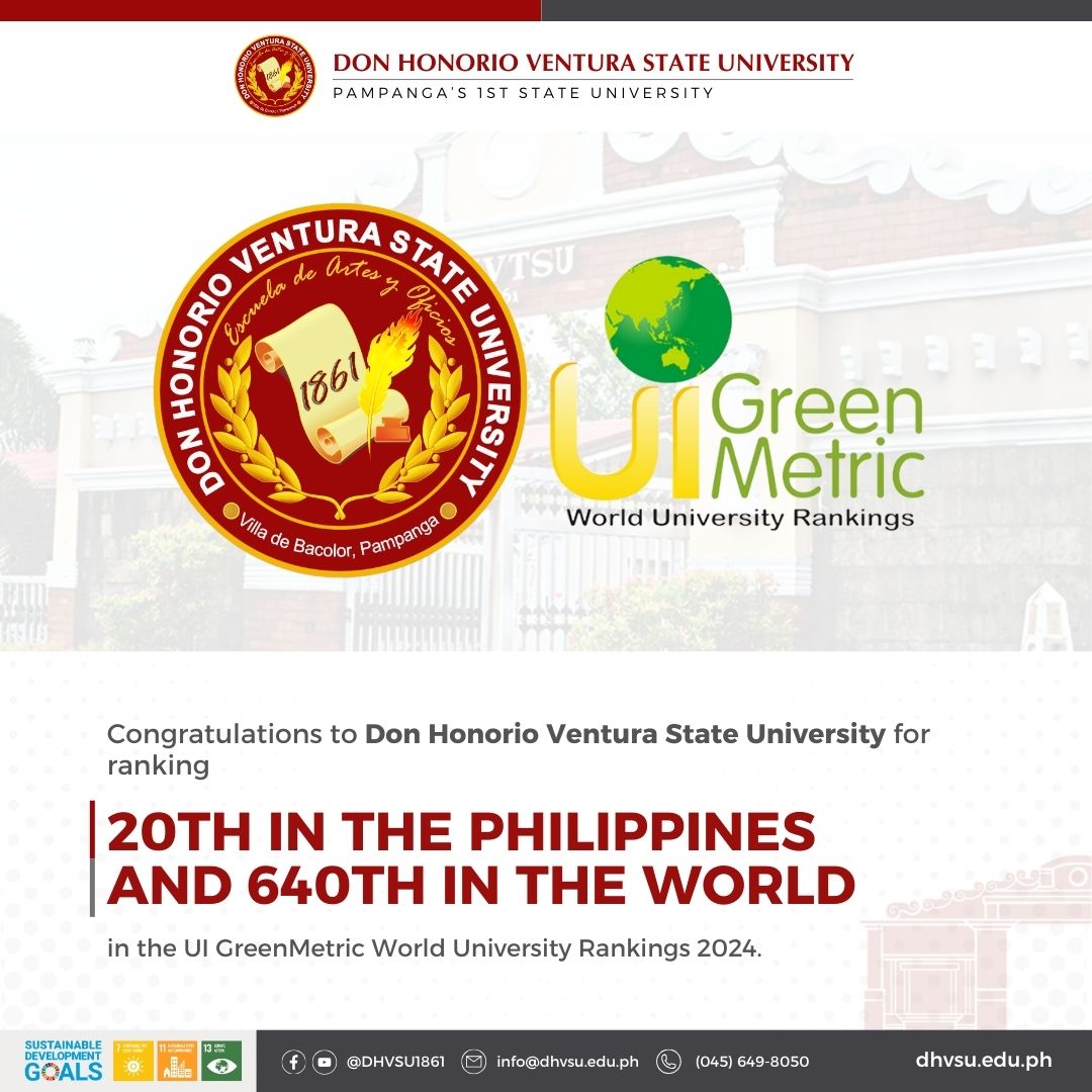 DHVSU lands 20th in PH, 640th in UI GreenMetric World University Rankings 2024